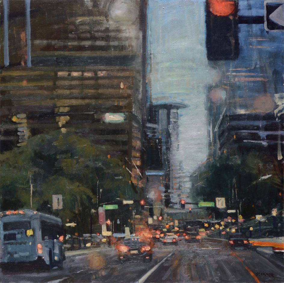 Jim Beckner captures the buzz of city life through his energetic oil ...