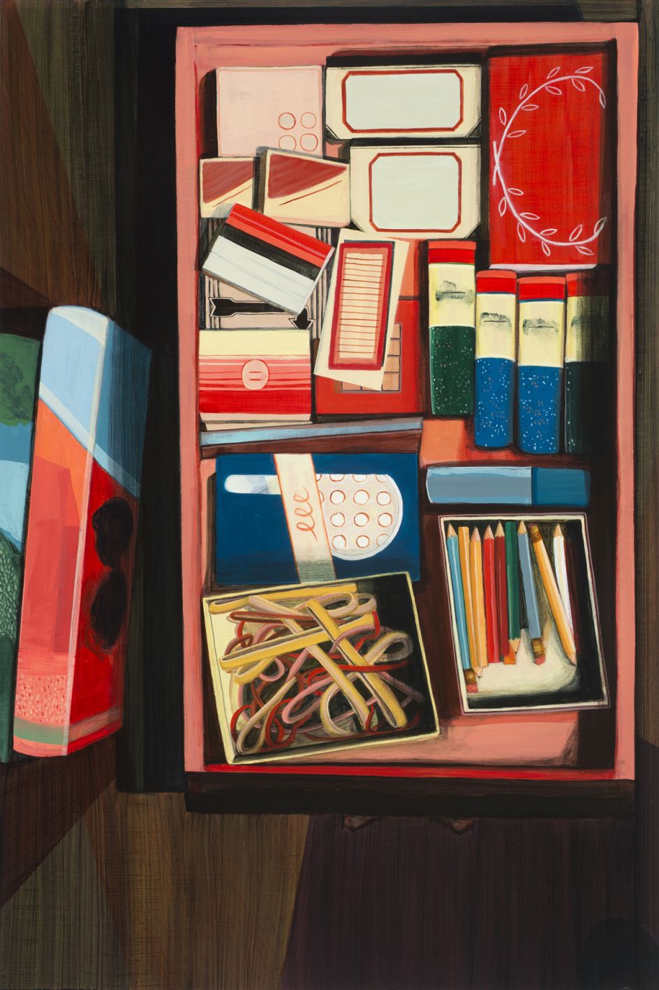 Bookish Art: Acrylic paintings of jumbled books and drawers by Jordan ...