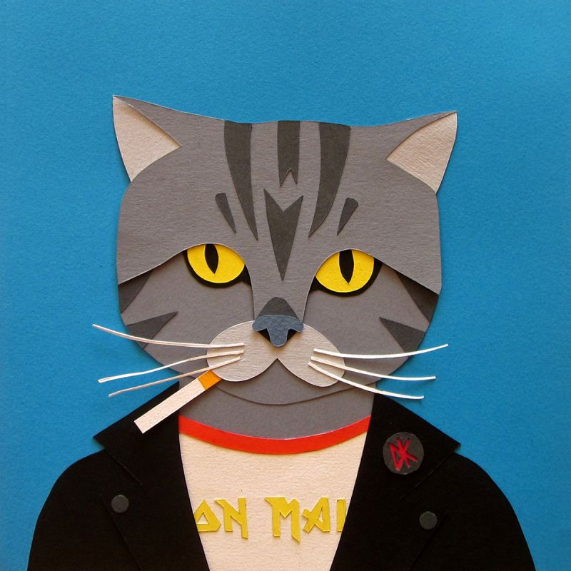 Cool Cats: Colourful, handmade paper collages exemplify feline fashion ...