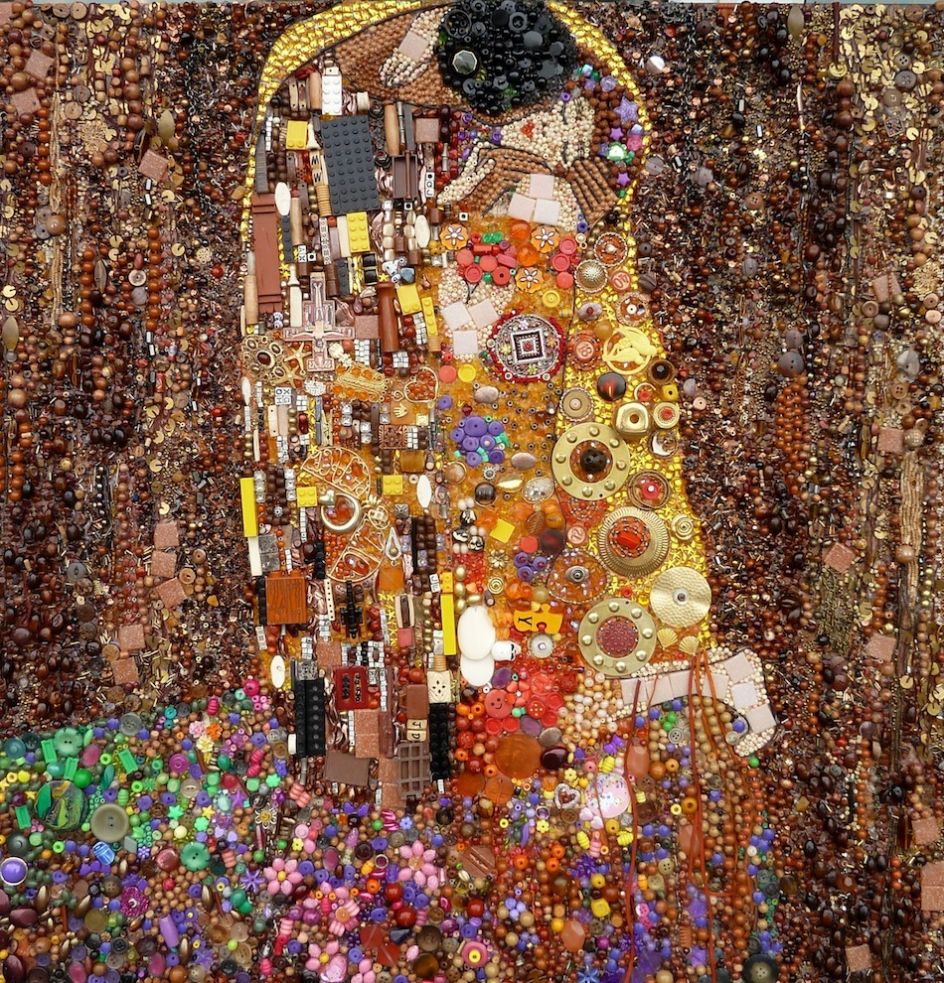 Recycled art by Jane Perkins made out of buttons, shells, toys and ...