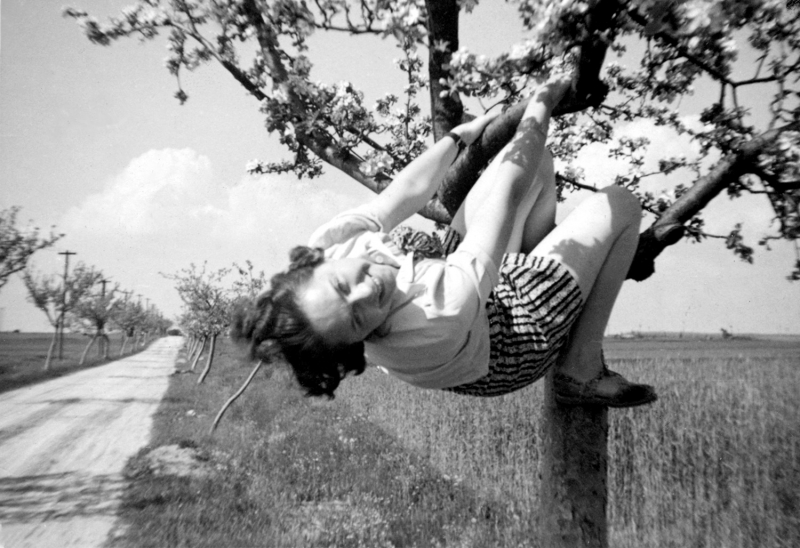 More Women in Trees: Vintage photographs of happy young women posing in ...