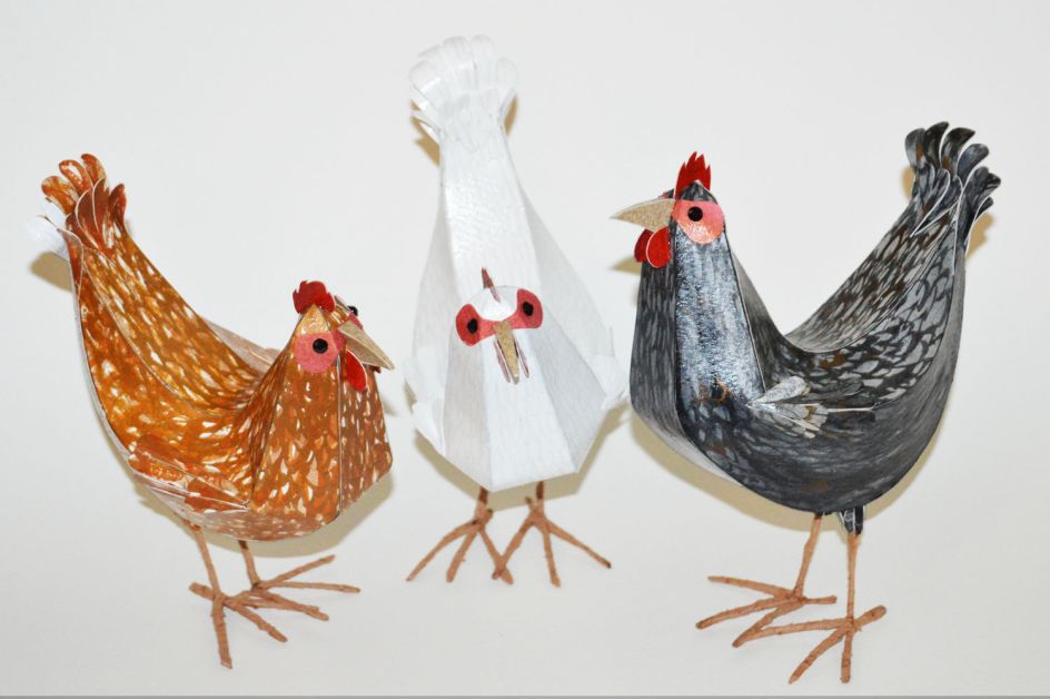 Delightful paper bird sculptures transform toucans, owls and chickens ...