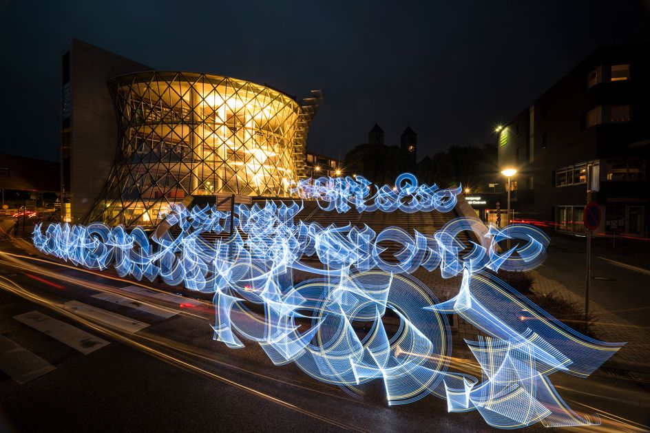 Heliographies of Memory: giant calligraphic text written with light ...