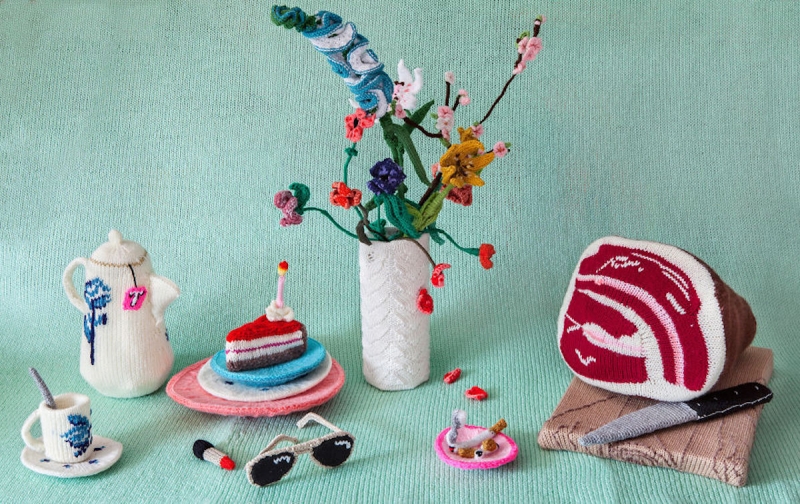 Creative knitting enthusiasts craft intricate everyday items from wool ...