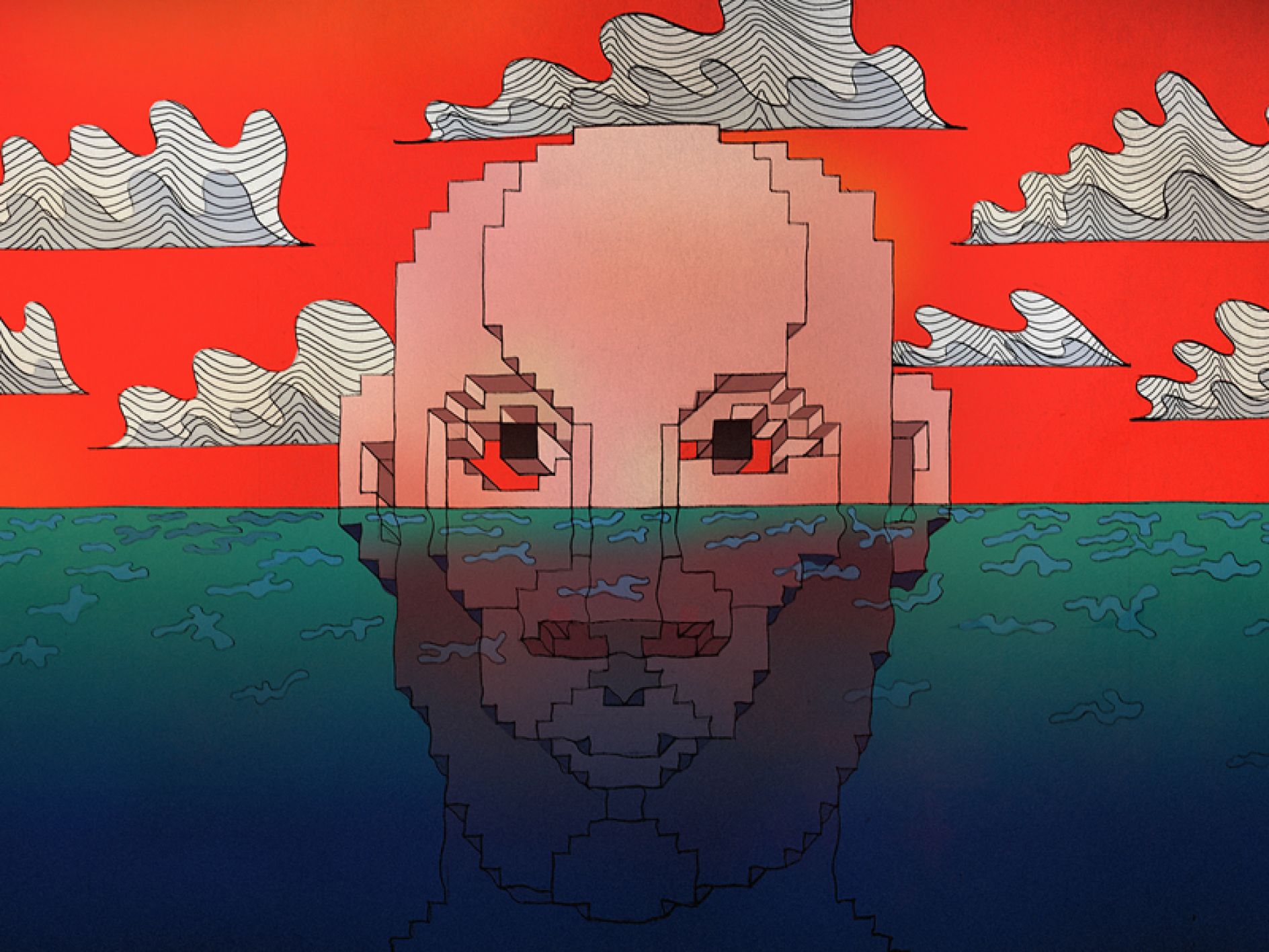 Bright editorial illustrations reminiscent of pixelated computer game ...