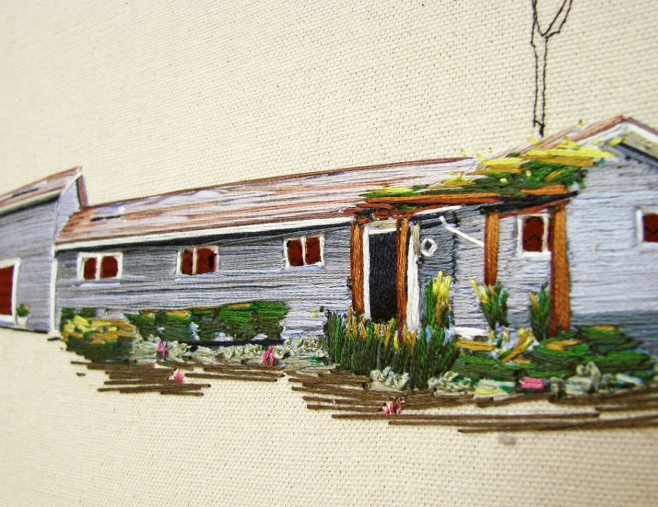 Threaded tiny paintings of homes by talented artist Stephanie K Clark ...