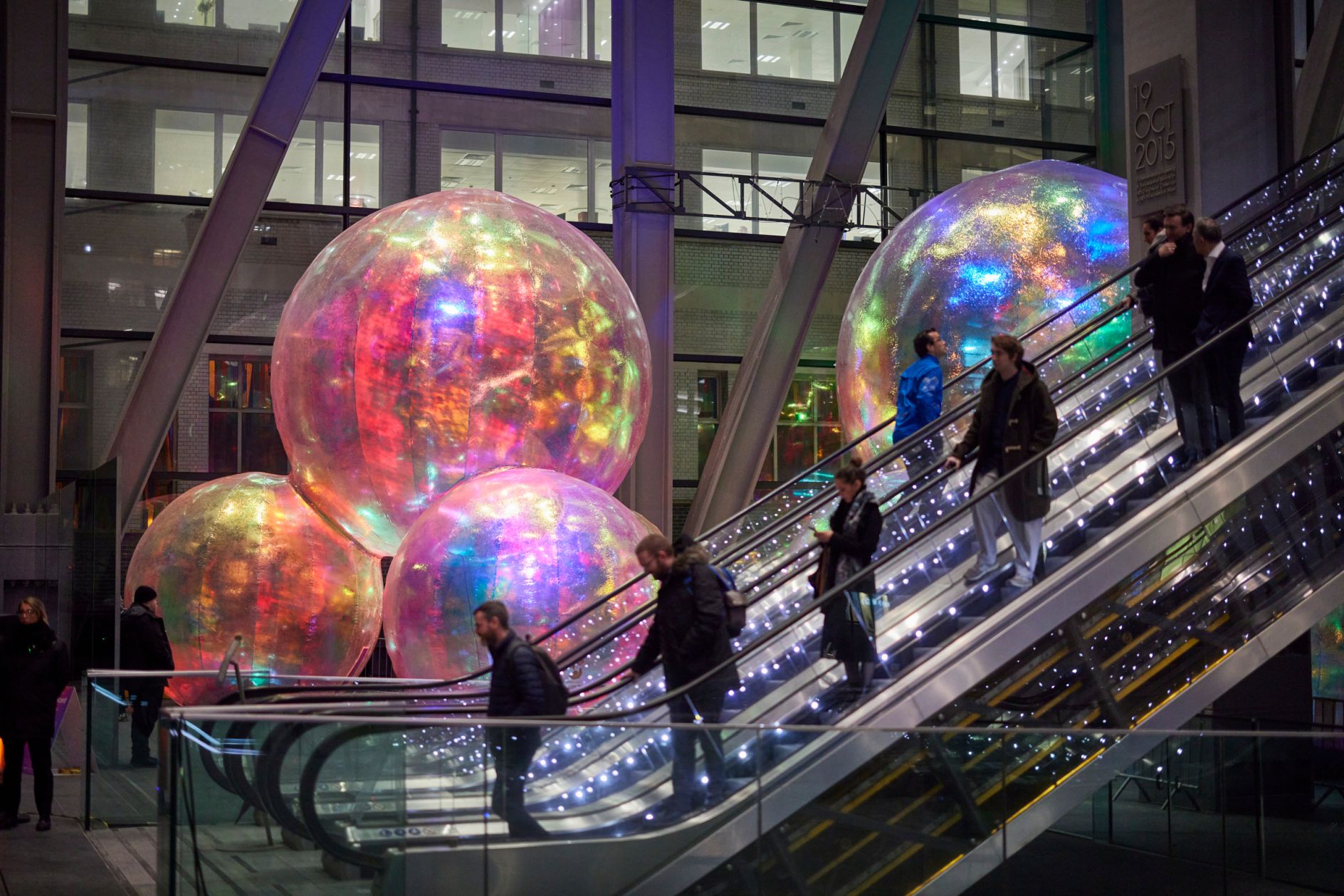 Giant colour-changing bubbles take over The Cheesegrater in London to ...