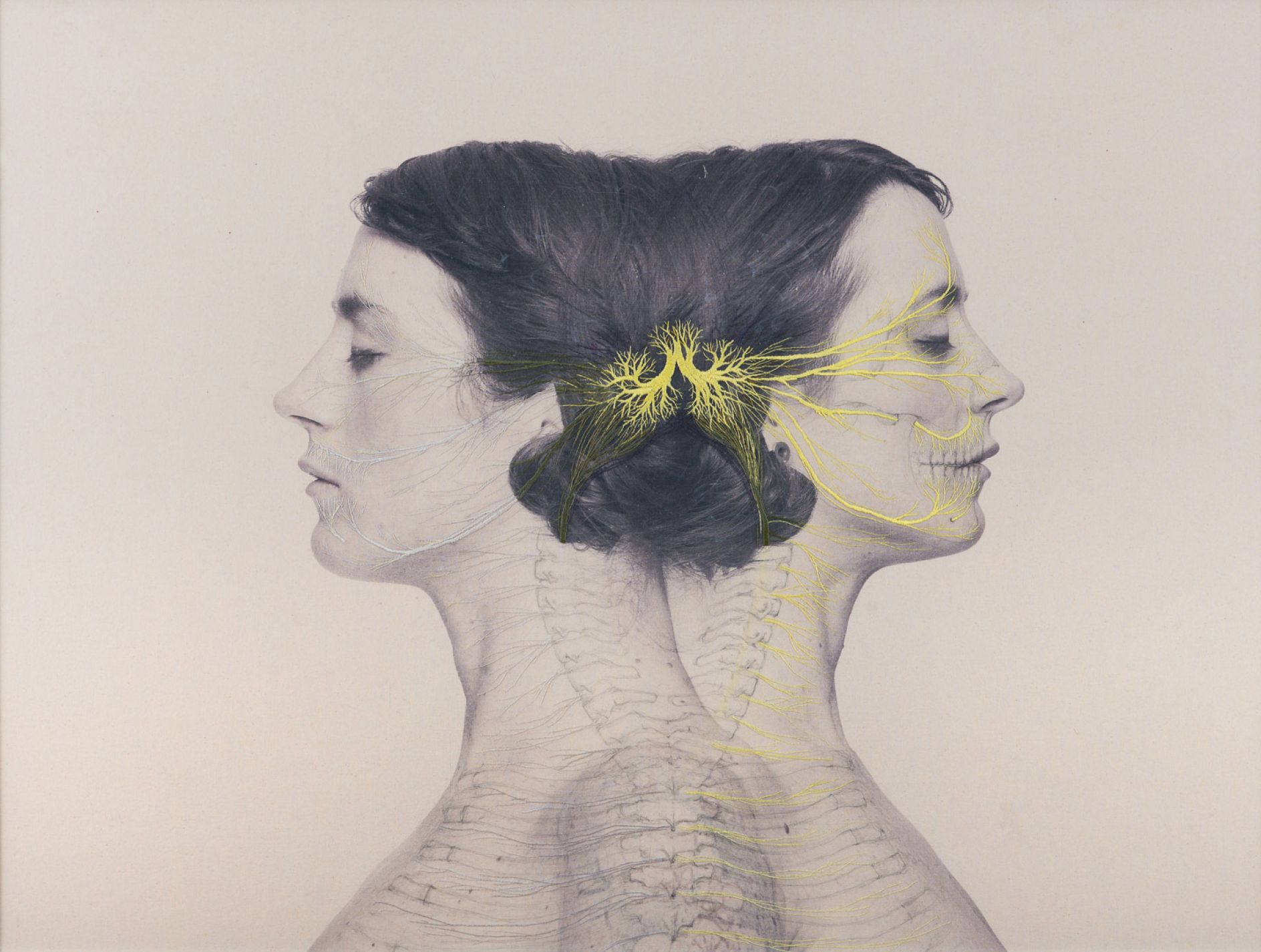 Linen portraits intricately threaded with cotton veins by Juana Gómez ...