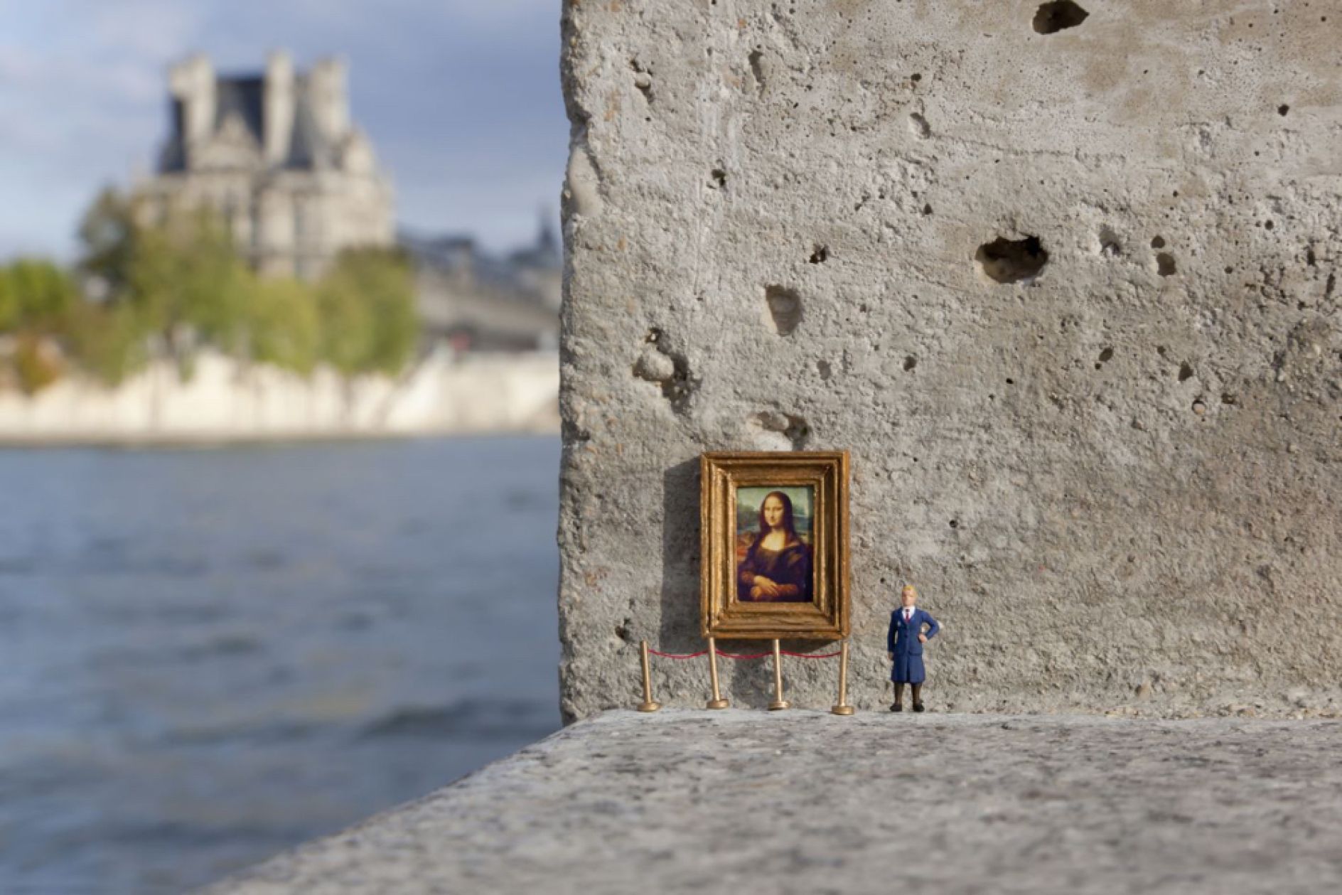 A global model village with miniature people at your feet, captured on ...