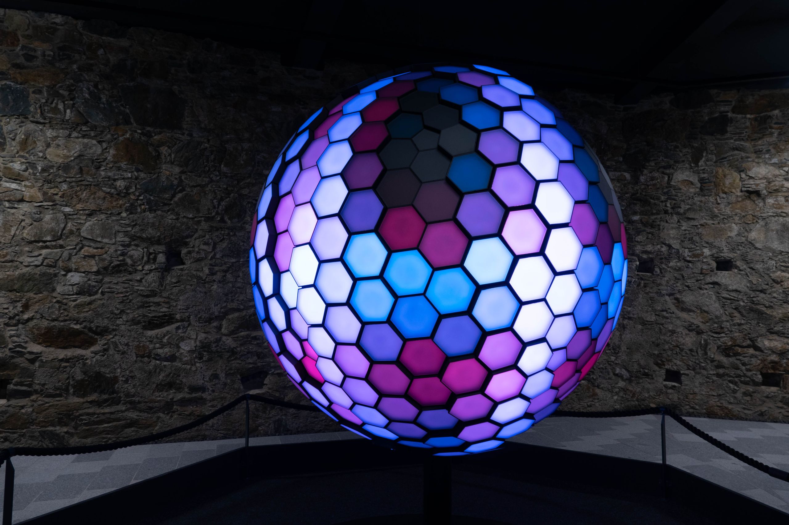 Morph is a mesmerising kinetic sphere made up of 80,000 LED colourful ...