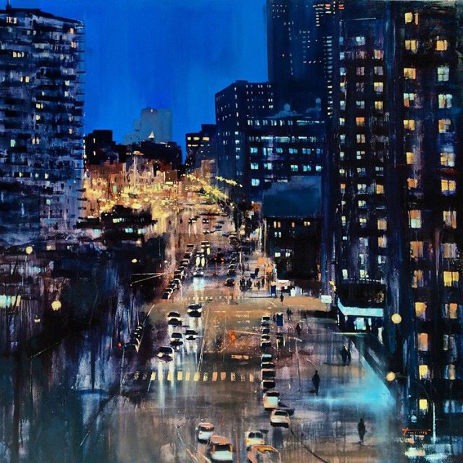 Artist becomes the pedestrian to paint the street corners and sidewalks ...