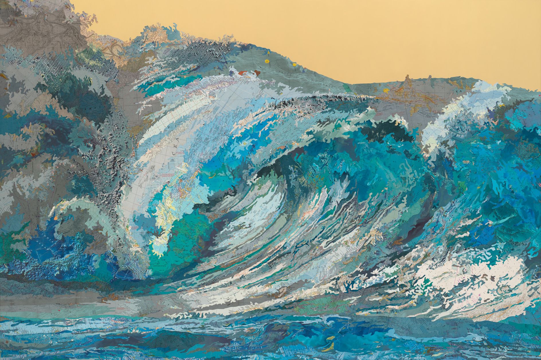 Map Works: Artist uses recycled maps to create striking ocean scenes ...