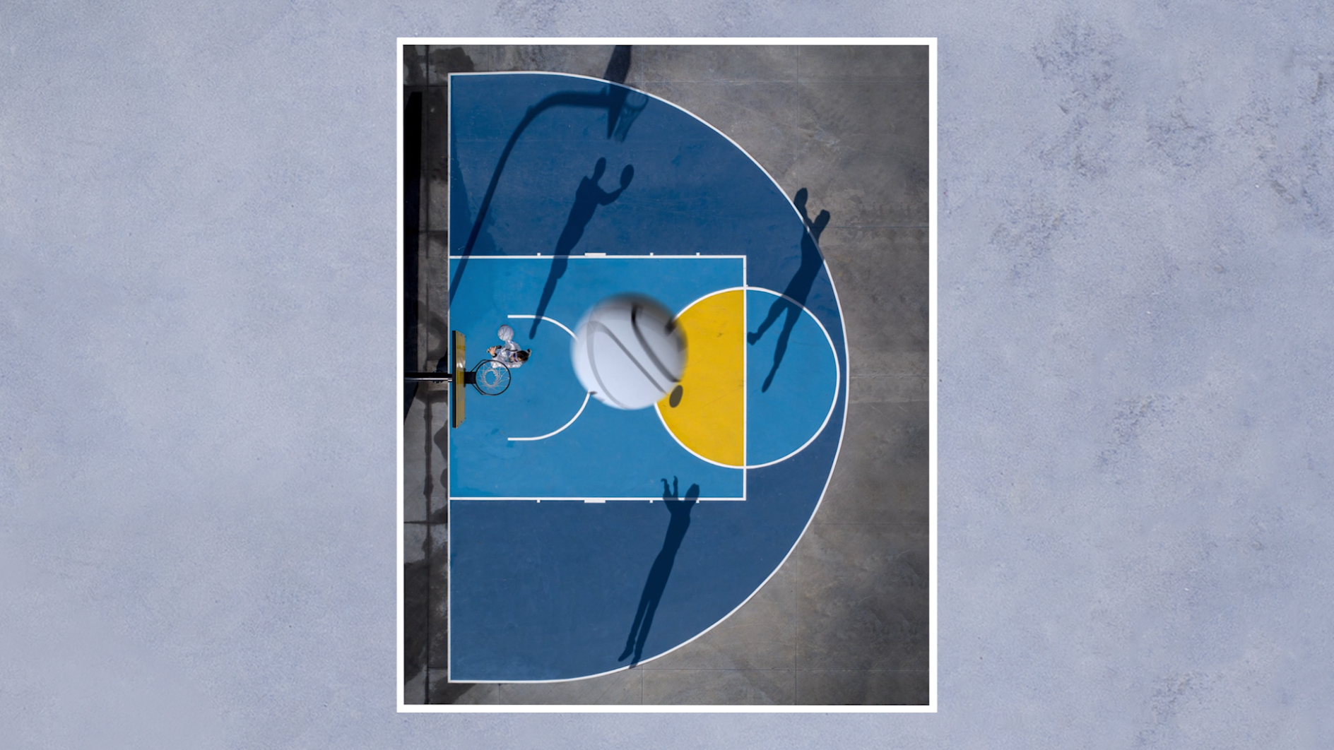 Aerial shots of basketball courts transformed into a surreal and ...