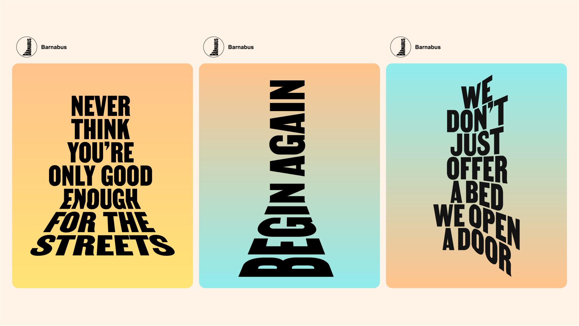 Upbeat rebrand of homeless charity Barnabus centres on 'the journey off ...