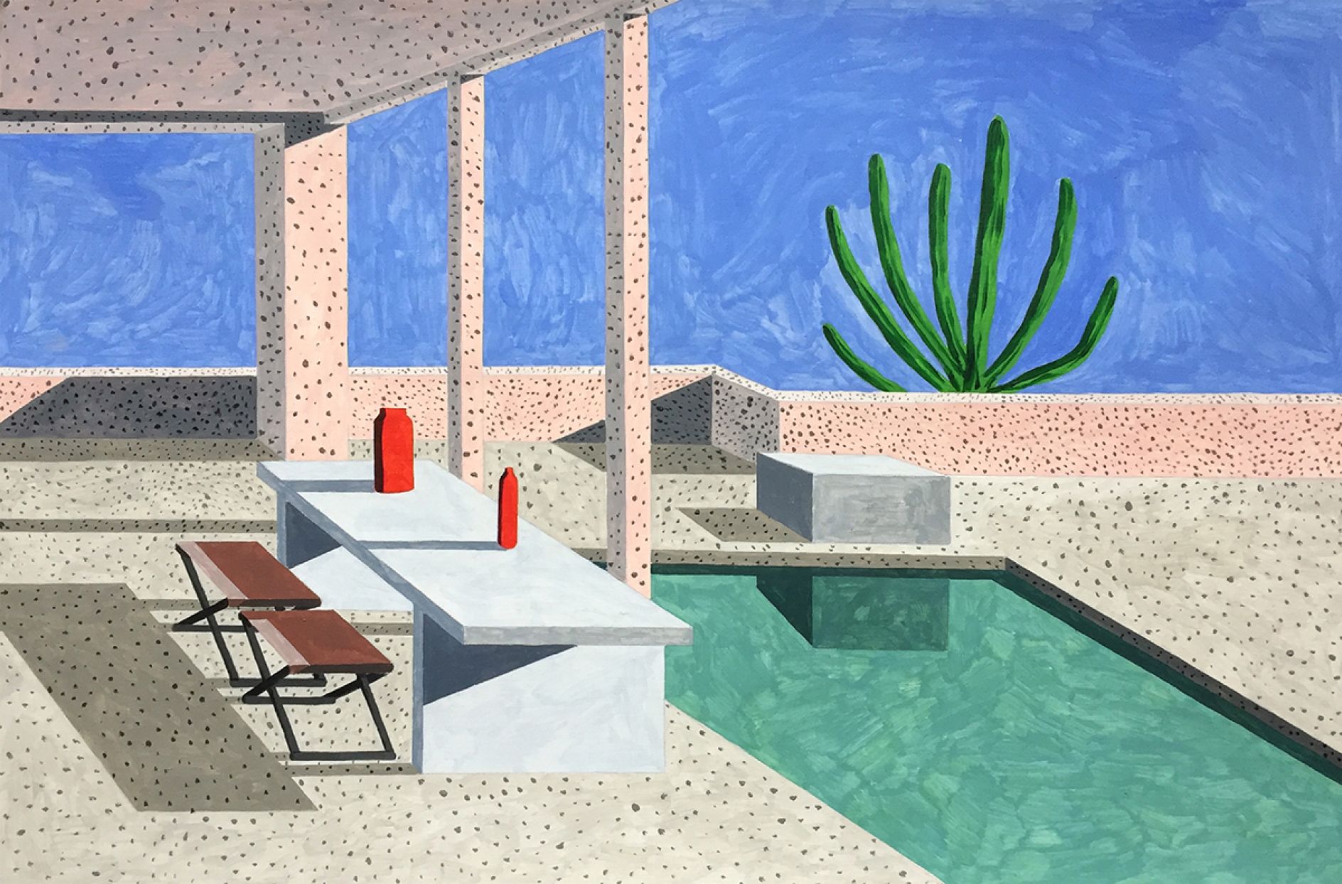 Ana Popescu's vibrant illustrations inspired by Palm Springs villas ...