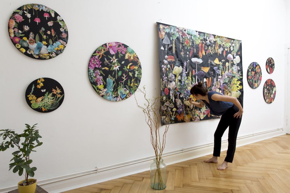 The Forest Dark: Collage paintings of a magical, dark forest on an inky ...