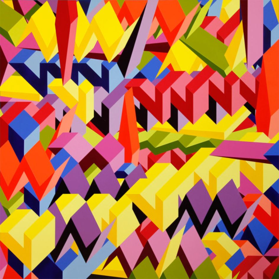 Graphic paintings by Adam Daily that combine painting, photography and ...