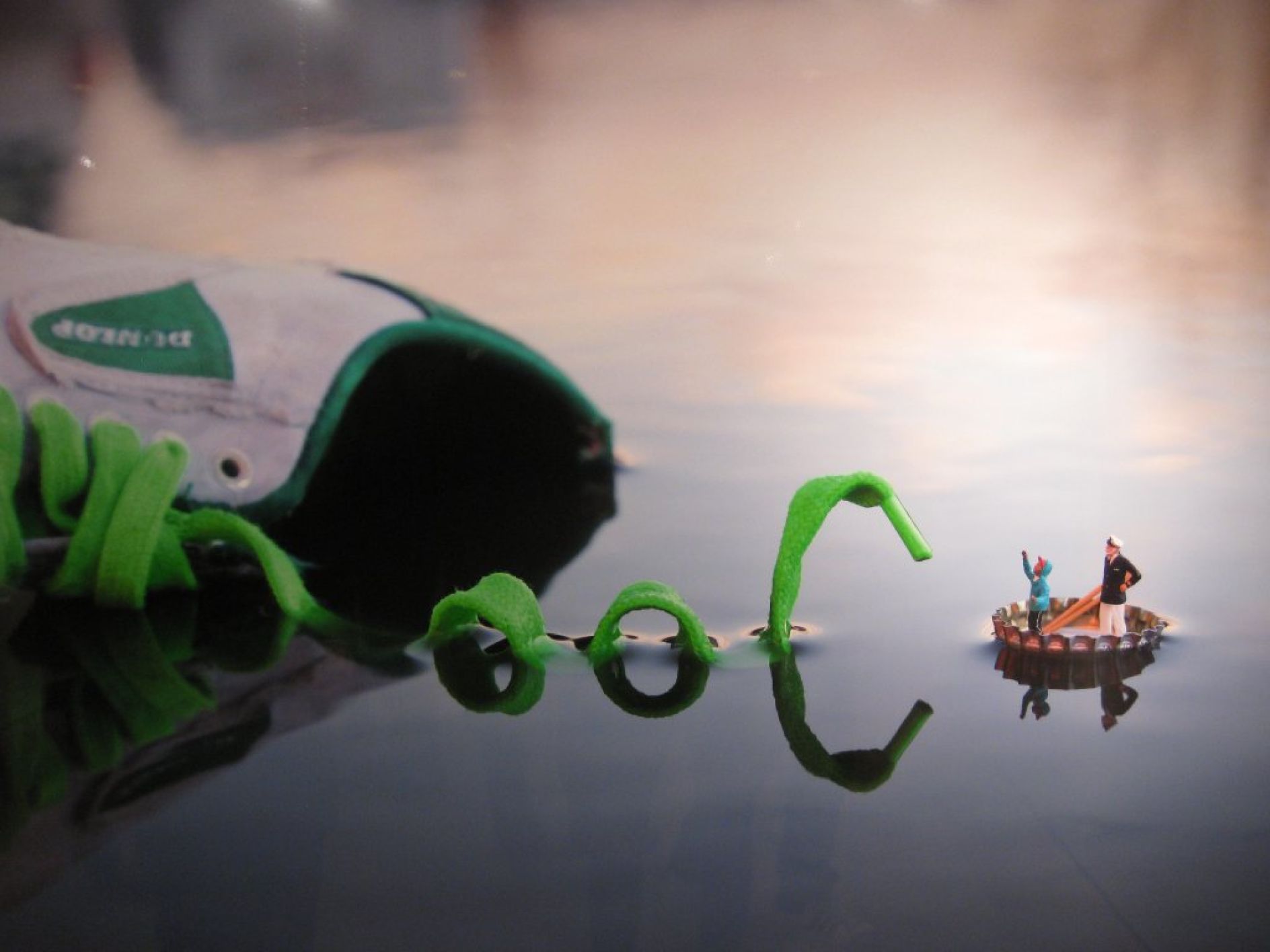 A global model village with miniature people at your feet, captured on ...