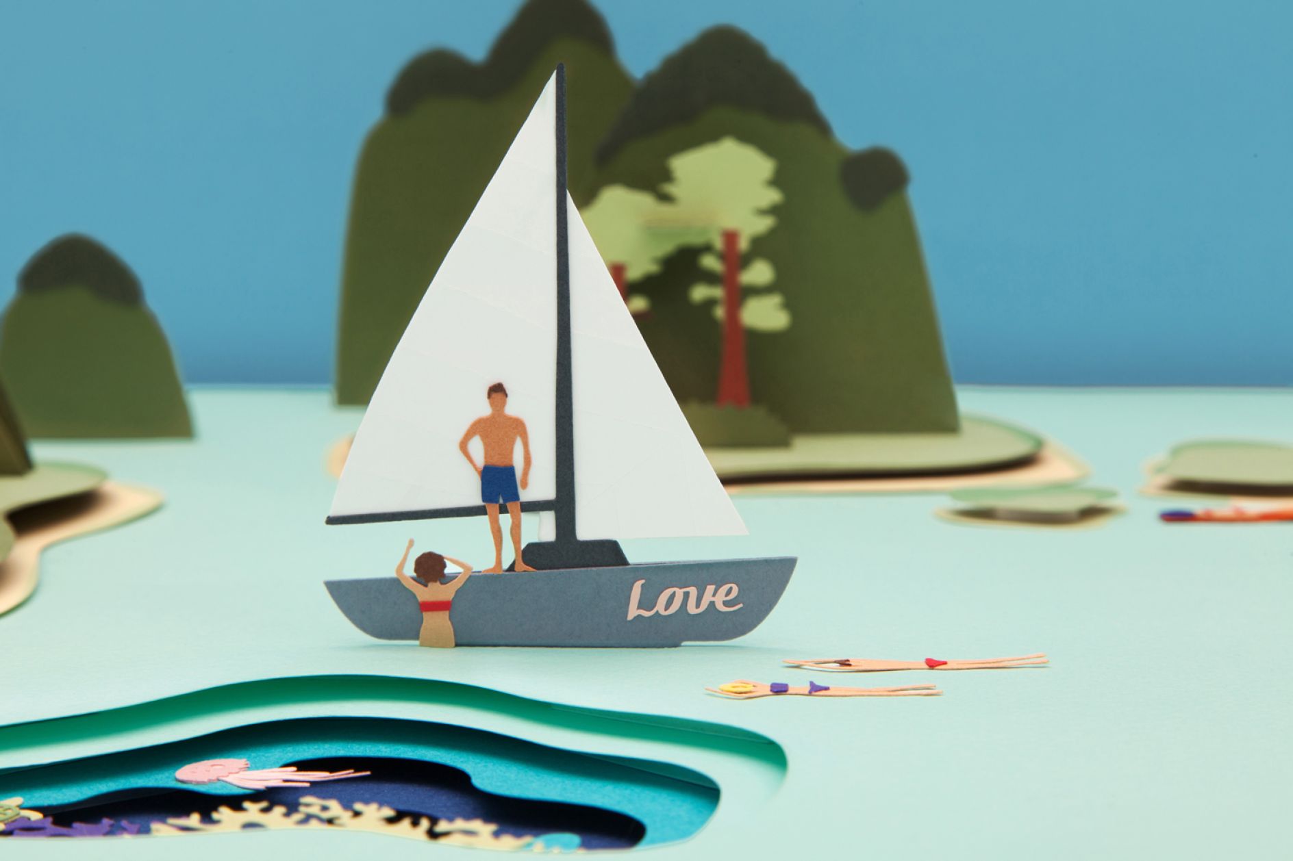 Thailand beach scene made of paper will help you cling on to the last ...
