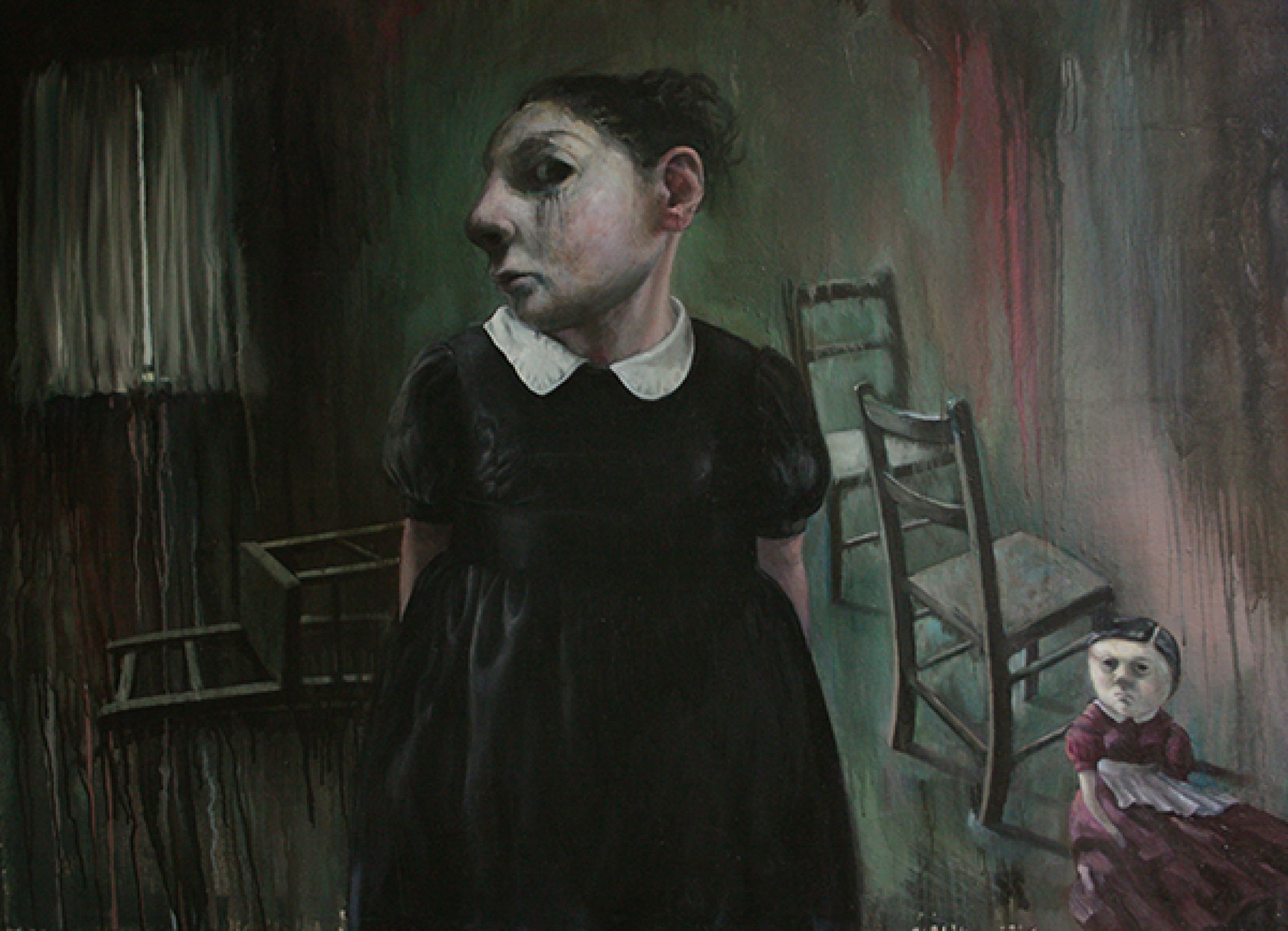 Dark and contemplative paintings of lone girls in a paradoxical moment ...
