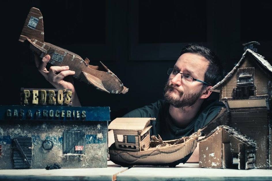 Miniature cardboard models that are photographed to look like the real ...