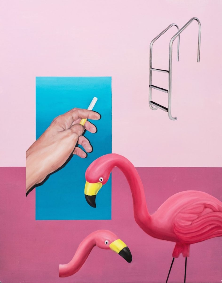 Bold, pop art paintings fuse elements of Hockney and Wesselmann to ...