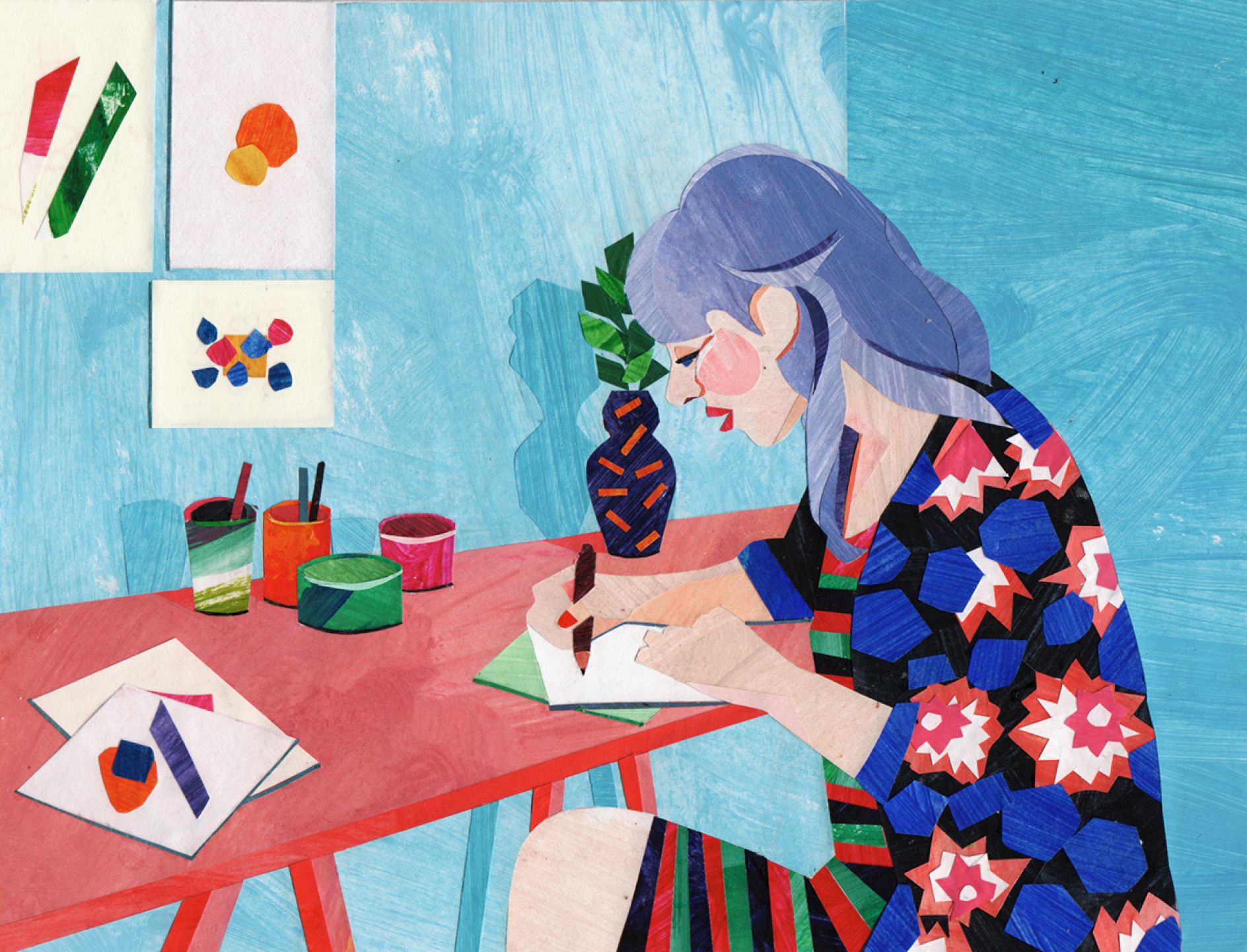 Theatrical cut and paste collages pop with explosions of vibrant colour ...