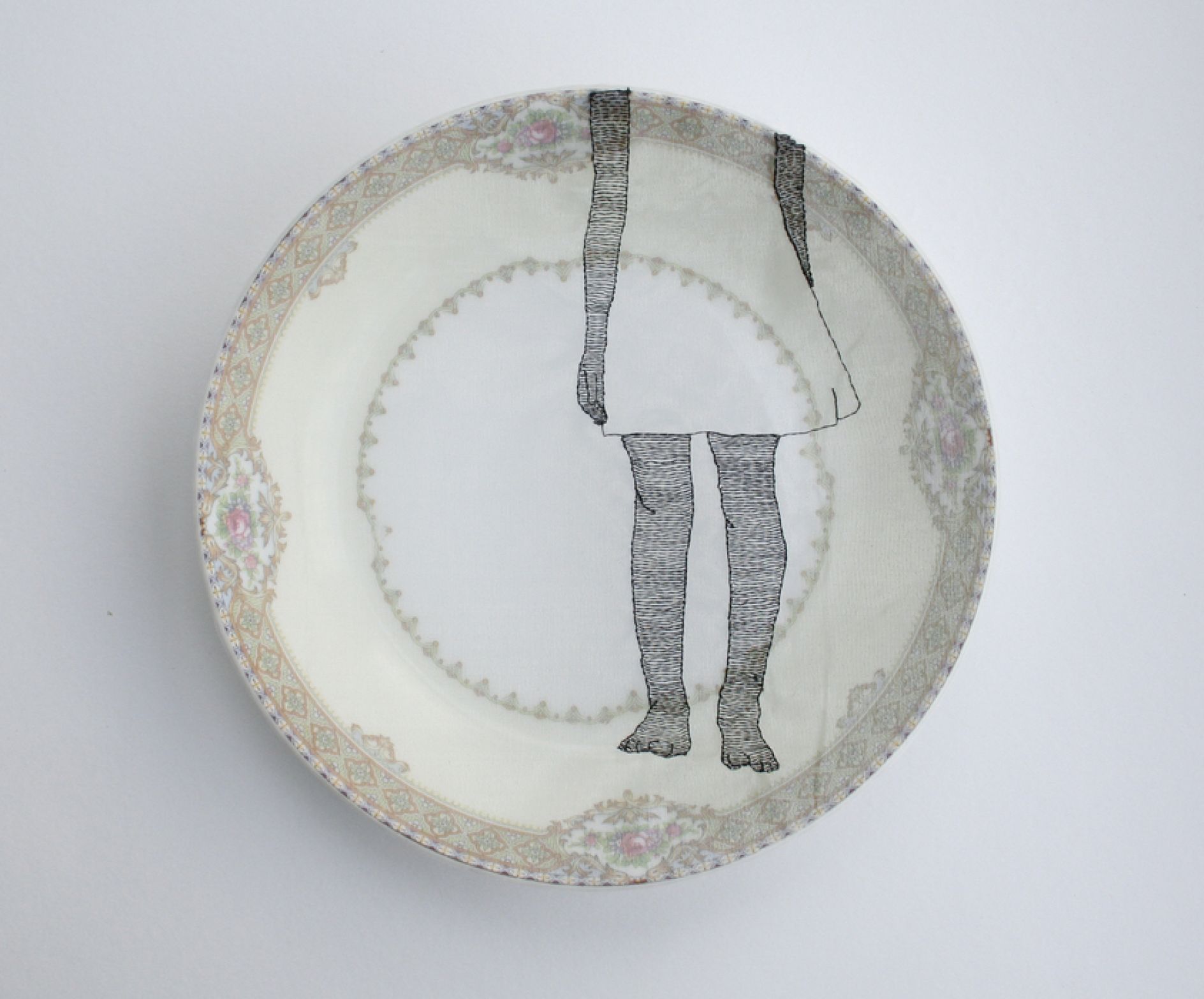 Artist combines ceramics with embroidered artwork to create delicate ...