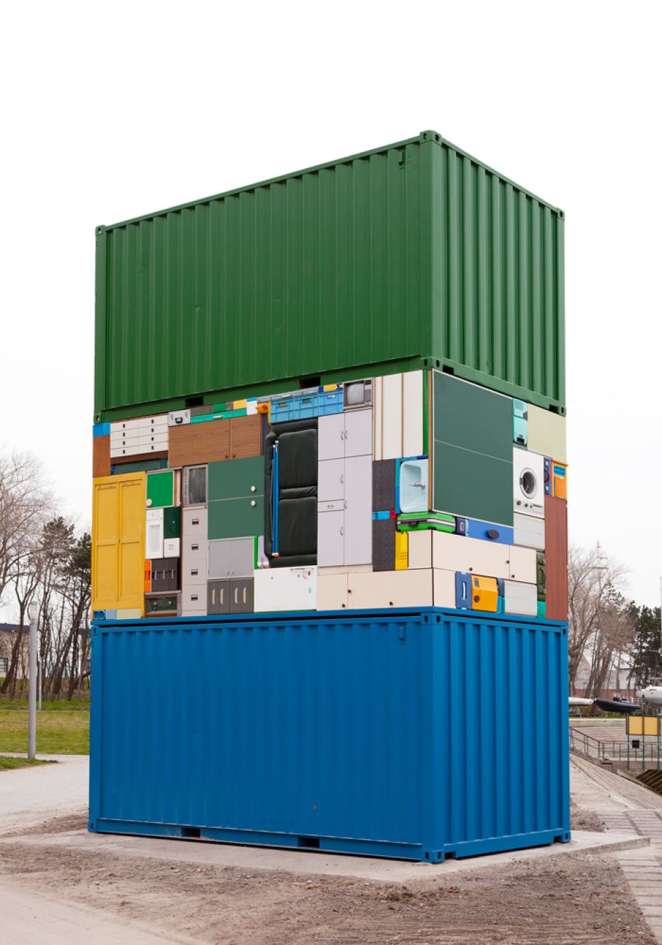 Giant Tetris-inspired stacked sculptures made out of everyday objects ...