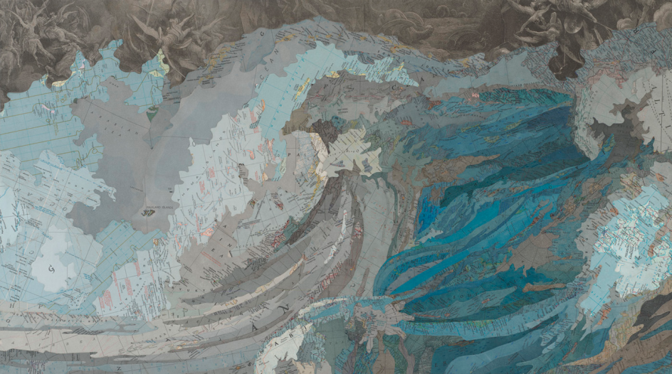 Map Works: Artist uses recycled maps to create striking ocean scenes ...