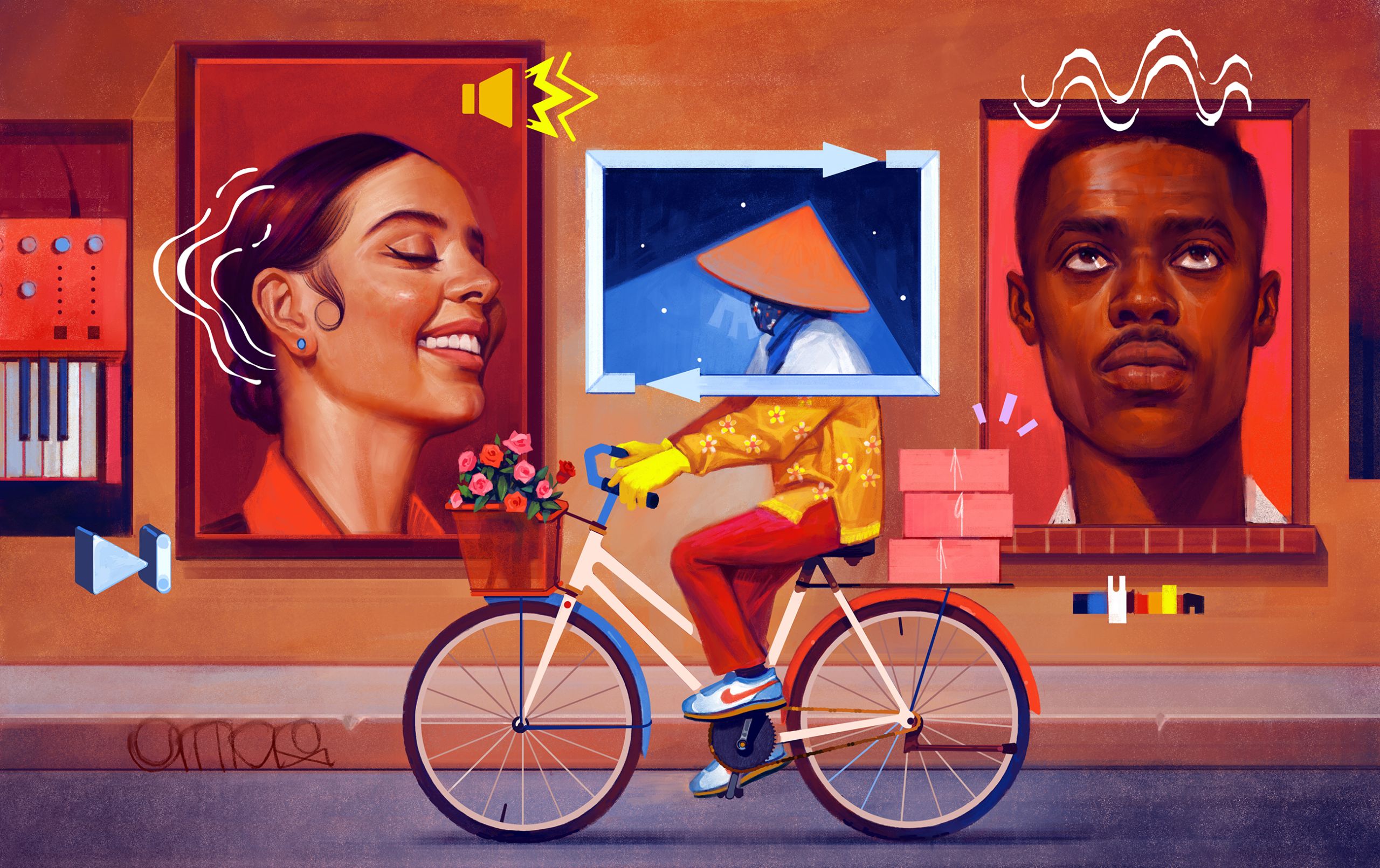 Sam Rodriguez's graffiti-inspired portraits depict people in their ...