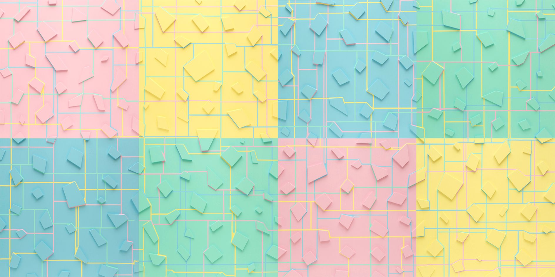 Candy-coloured 3D paintings by Olly Fathers made with hand-cut blocks ...
