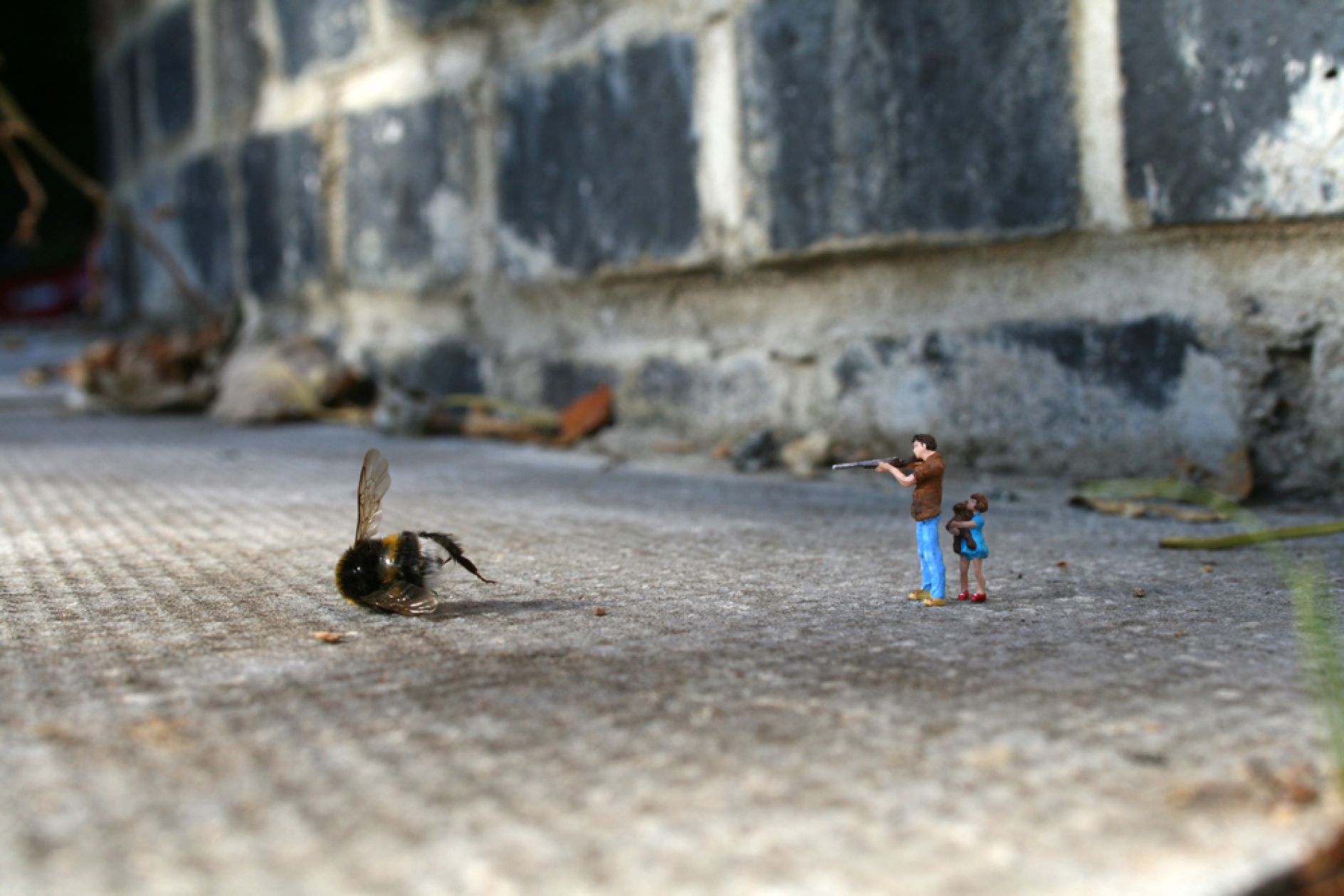 A global model village with miniature people at your feet, captured on ...