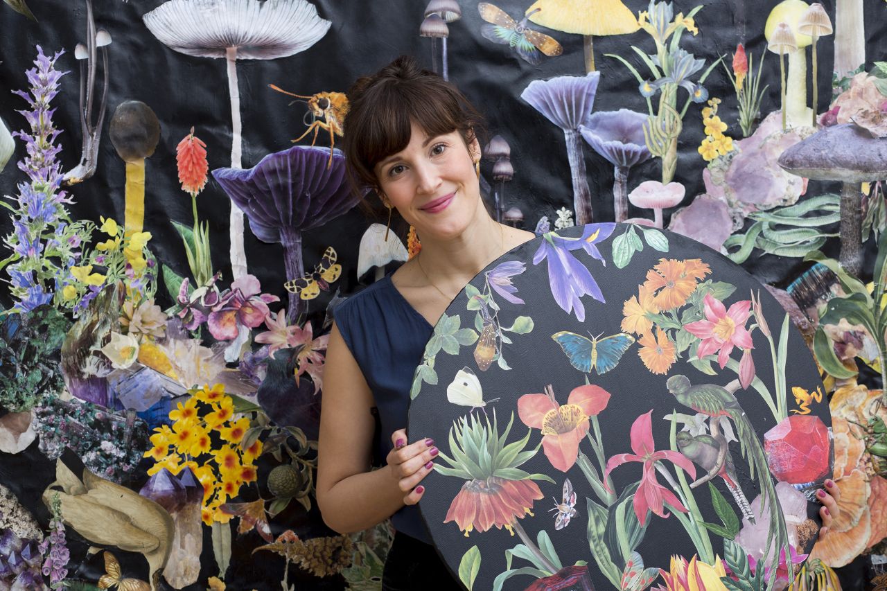 The Forest Dark: Collage paintings of a magical, dark forest on an inky ...