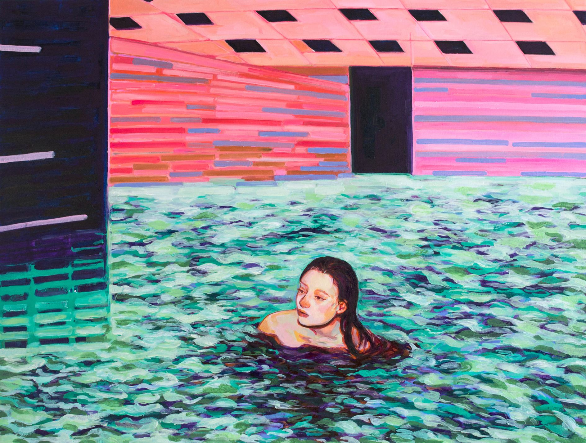 Paintings of night swimming by Corn Shuk Mei Ho hide human emotions ...