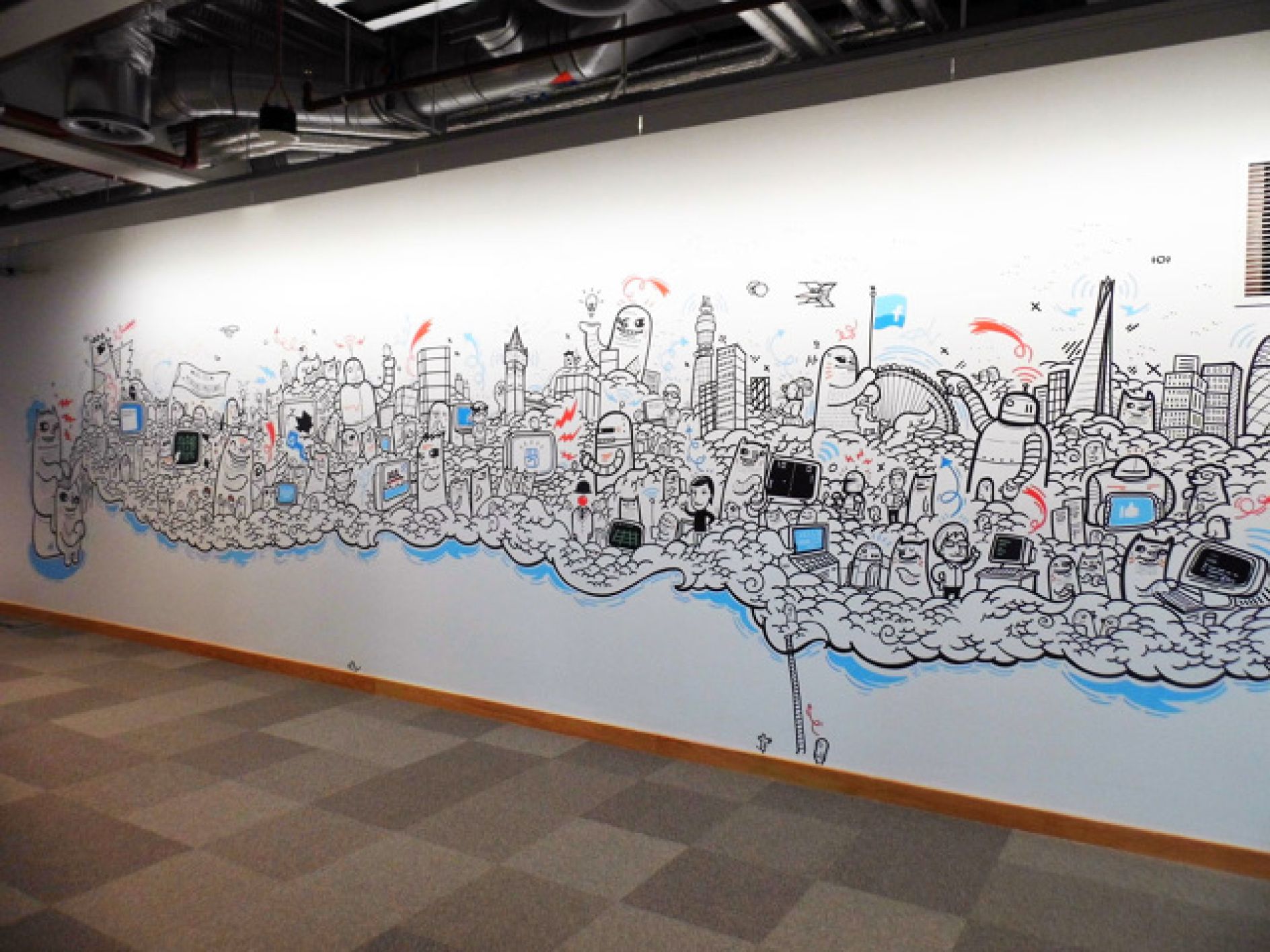 Fun creative murals at Facebook London by Geo Law | Creative Boom
