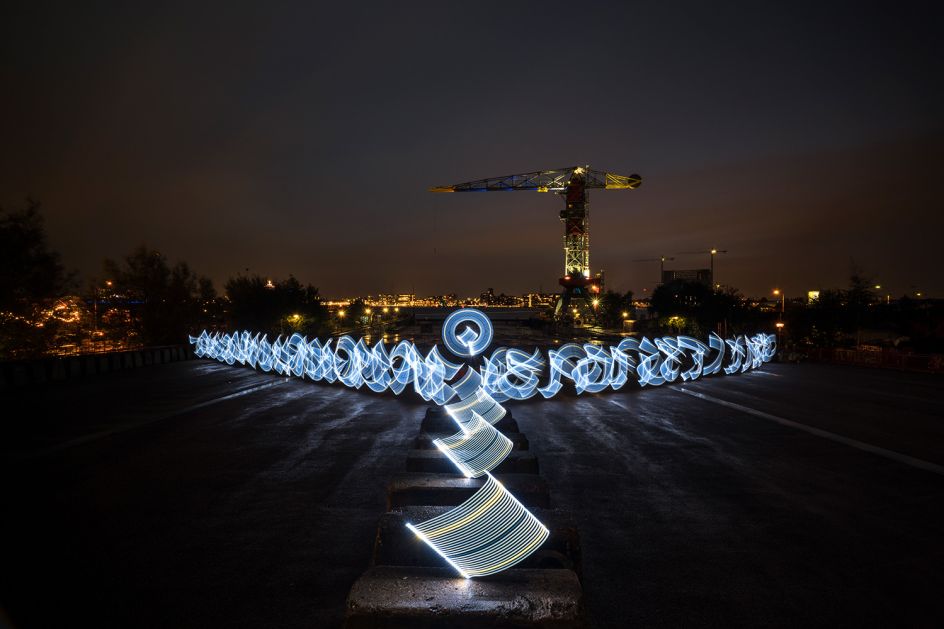 Heliographies of Memory: giant calligraphic text written with light ...