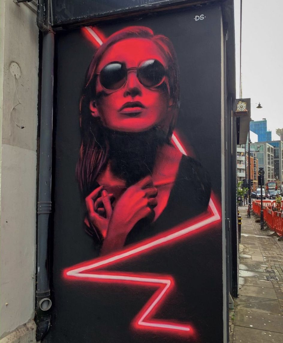 Artist David Speed paints 100 neon portraits on a Shoreditch rooftop ...