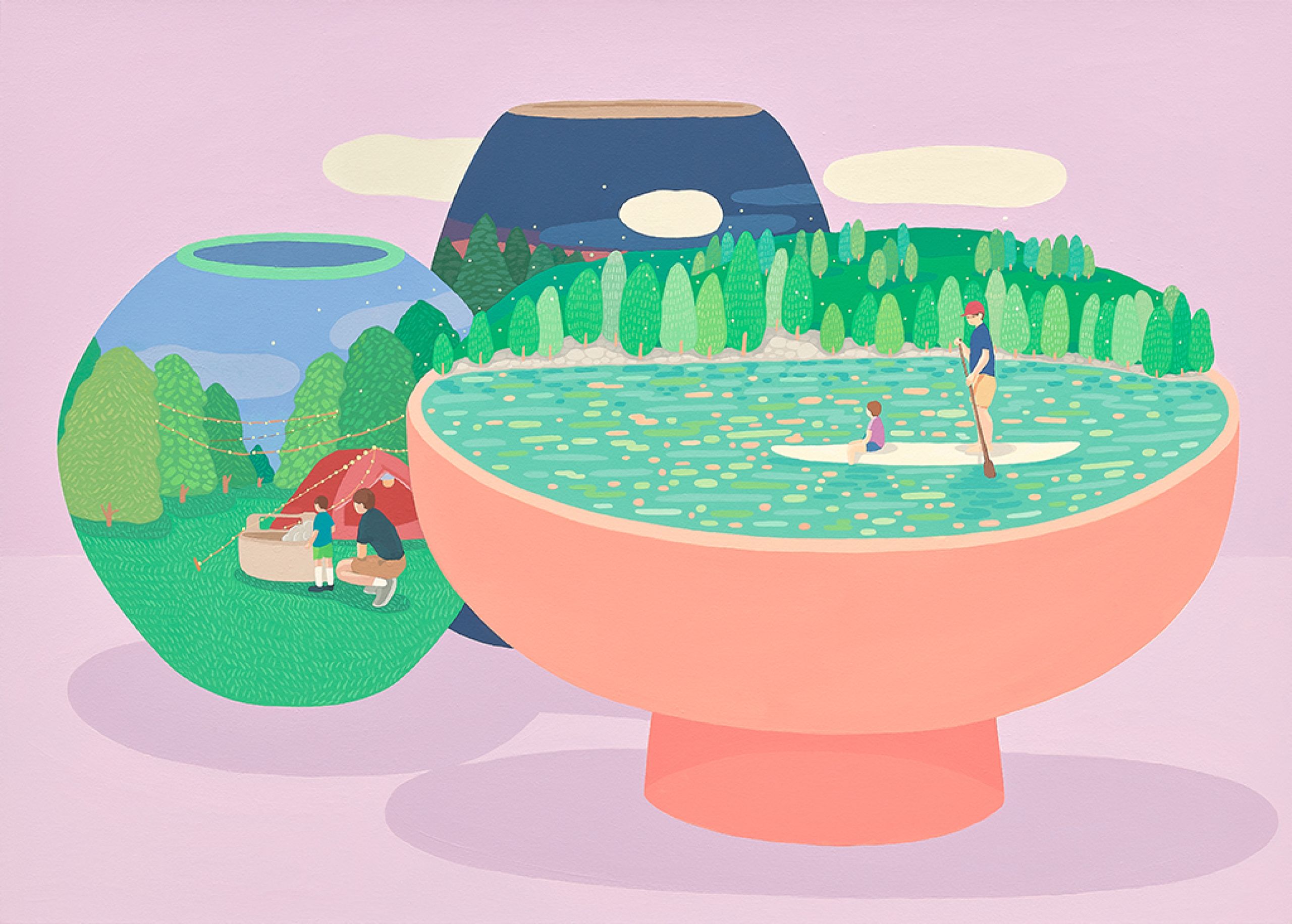 Peaceful paintings of miniature worlds that fuse mundane moments with ...