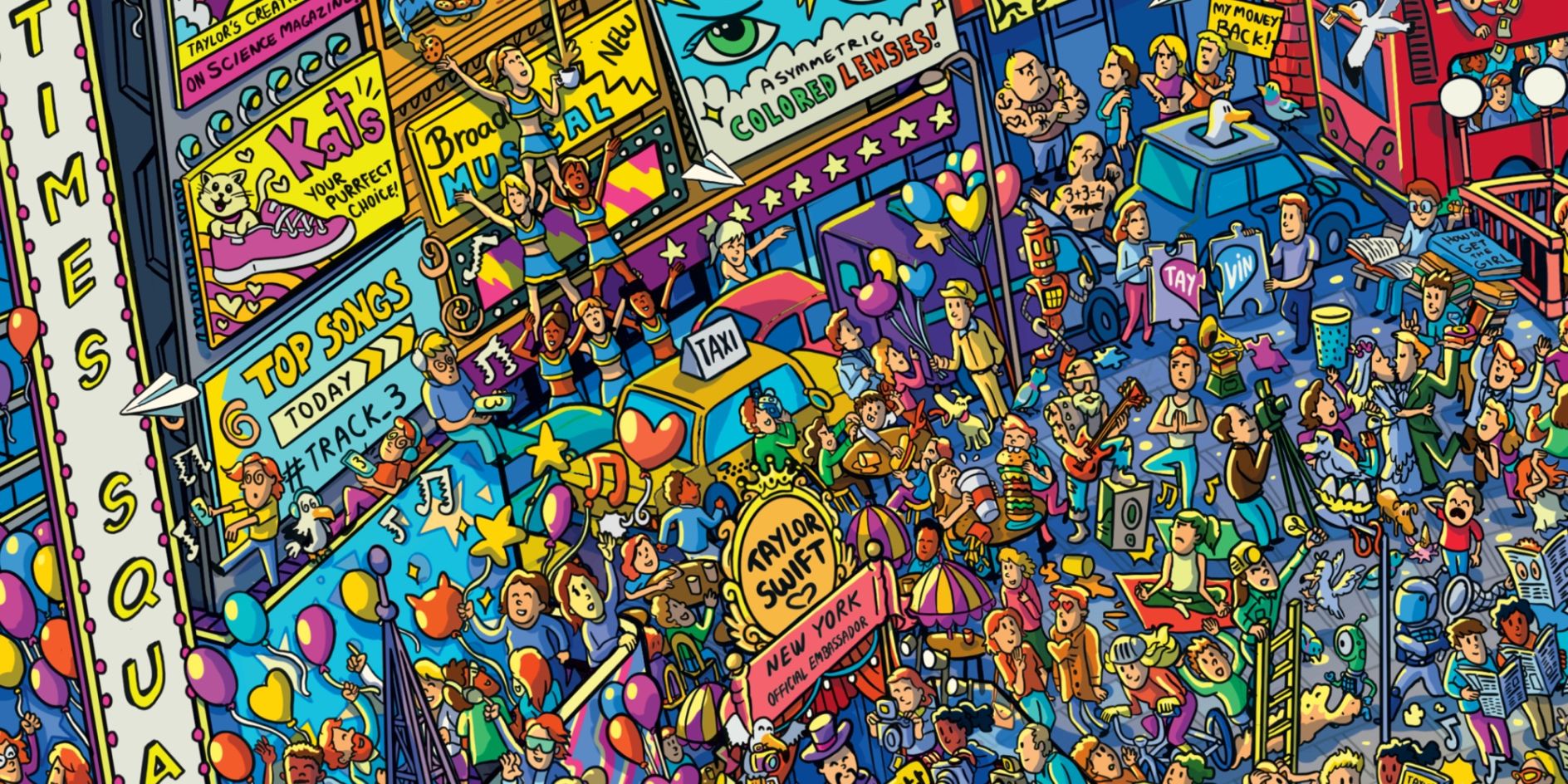 The Taylor Swift story retold in search and find illustrations ...