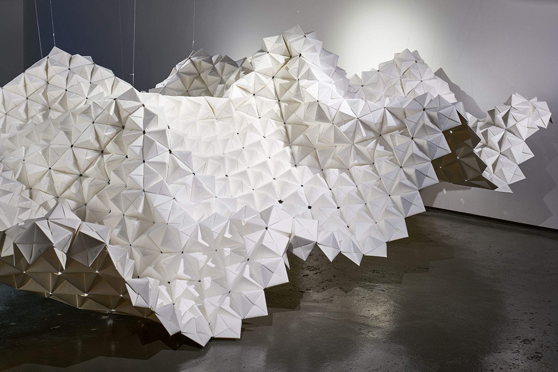 Gravity-defying giant hanging sculpture made from thousands of pieces ...