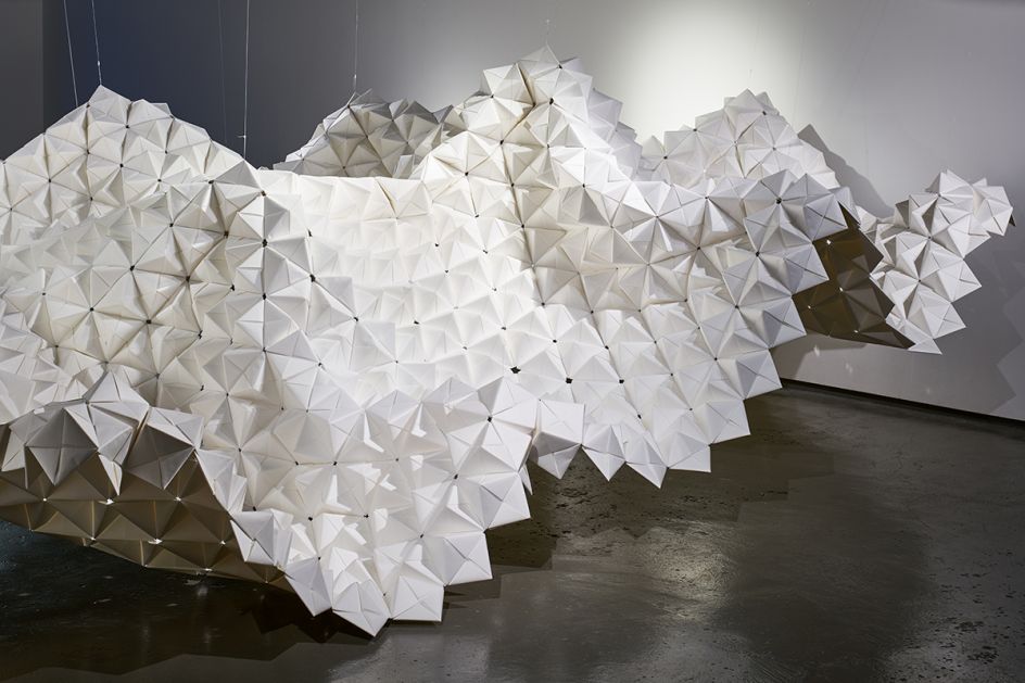 Gravity-defying giant hanging sculpture made from thousands of pieces ...