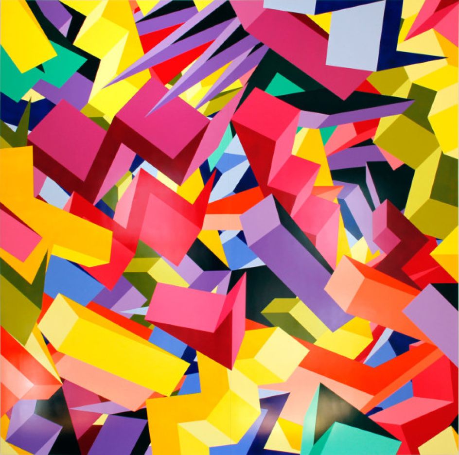 Graphic paintings by Adam Daily that combine painting, photography and ...
