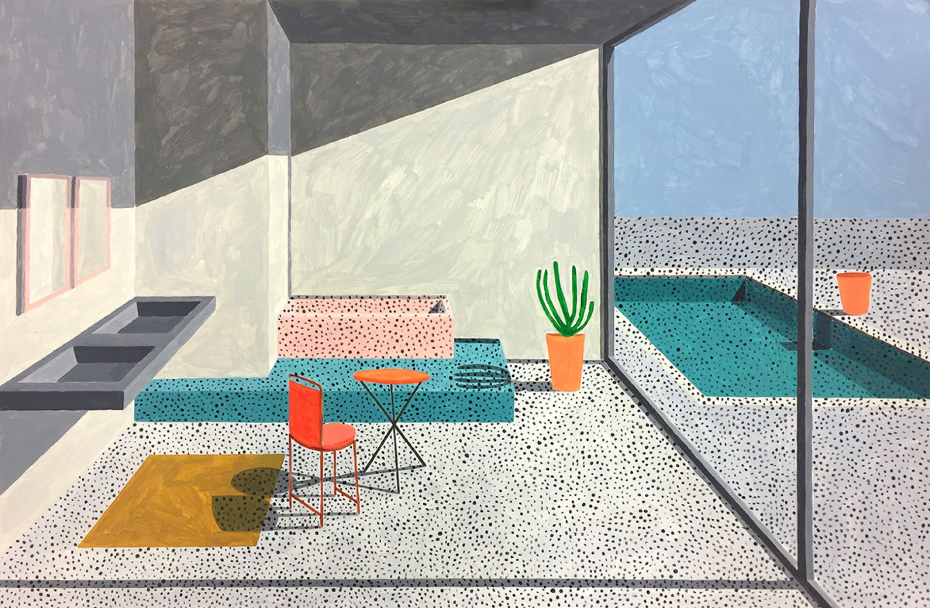 Ana Popescu's vibrant illustrations inspired by Palm Springs villas ...