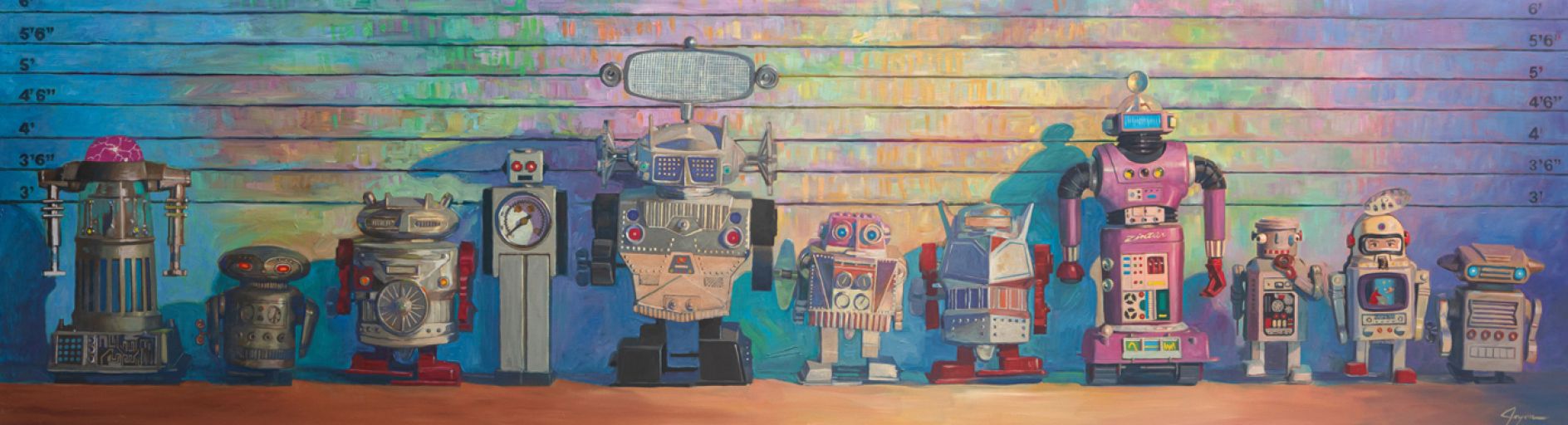 Artist Eric Joyner's new paintings of robots and doughnuts pay homage ...