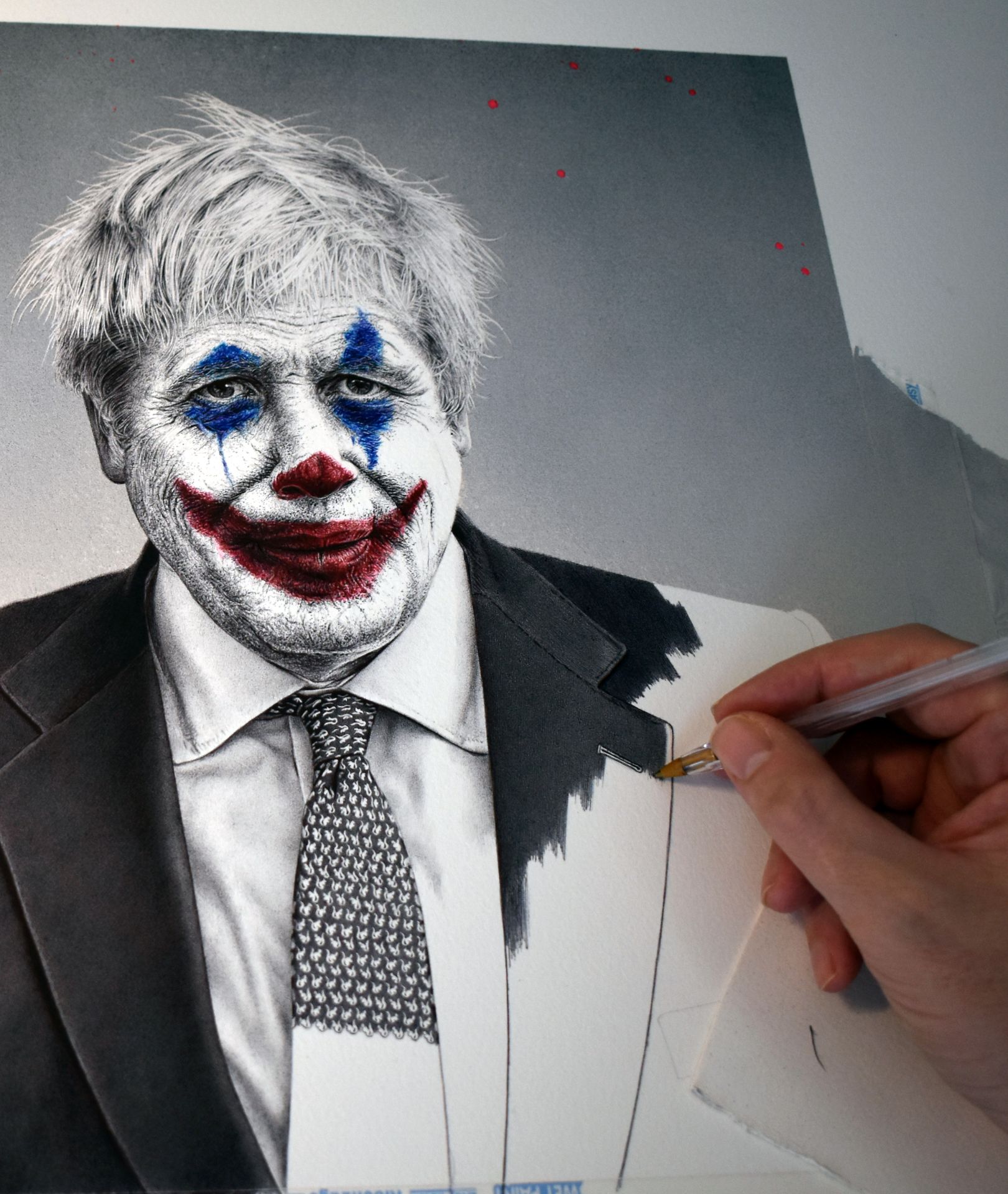 Ballpoint artist James Mylne recreates Boris Johnson in the guise of ...