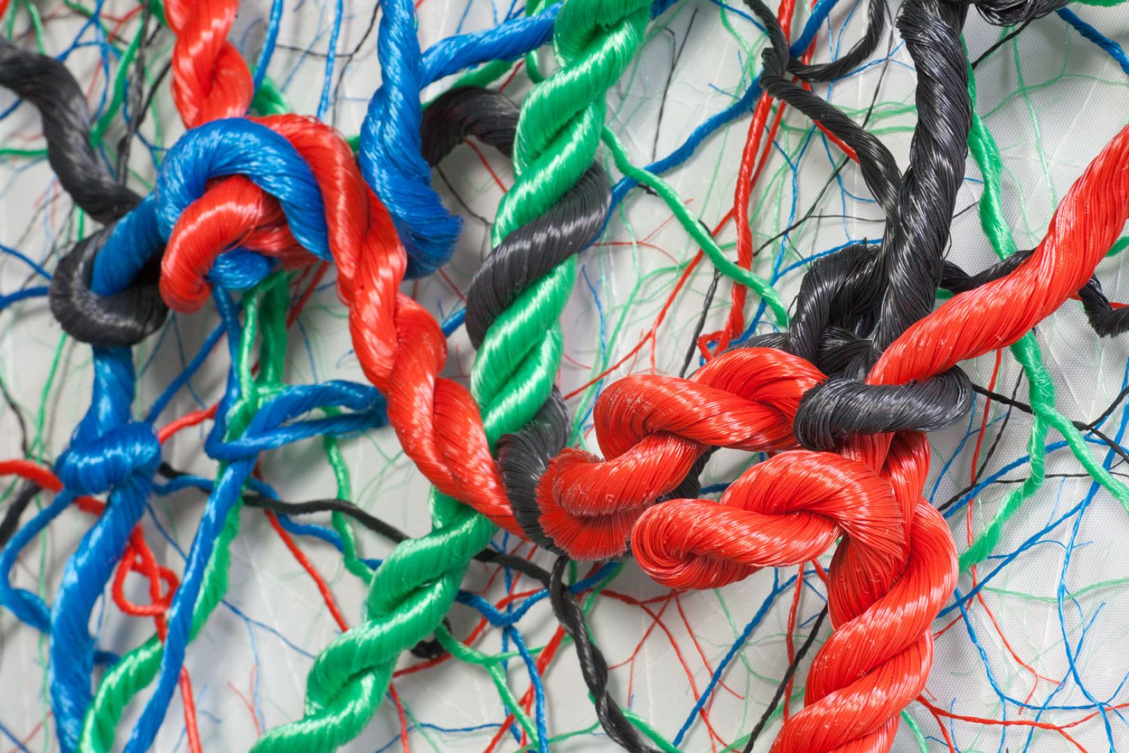 Threaded rope artworks that depict tree roots or human blood vessels by ...