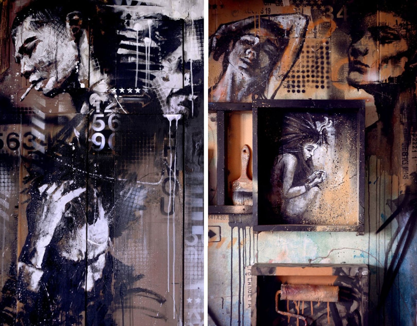 Artist fills a derelict apartment with portraits that pay homage to its ...