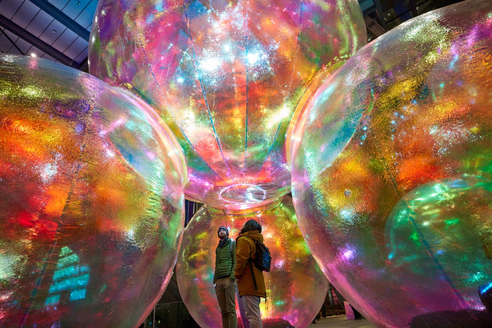 Giant colour-changing bubbles take over The Cheesegrater in London to ...