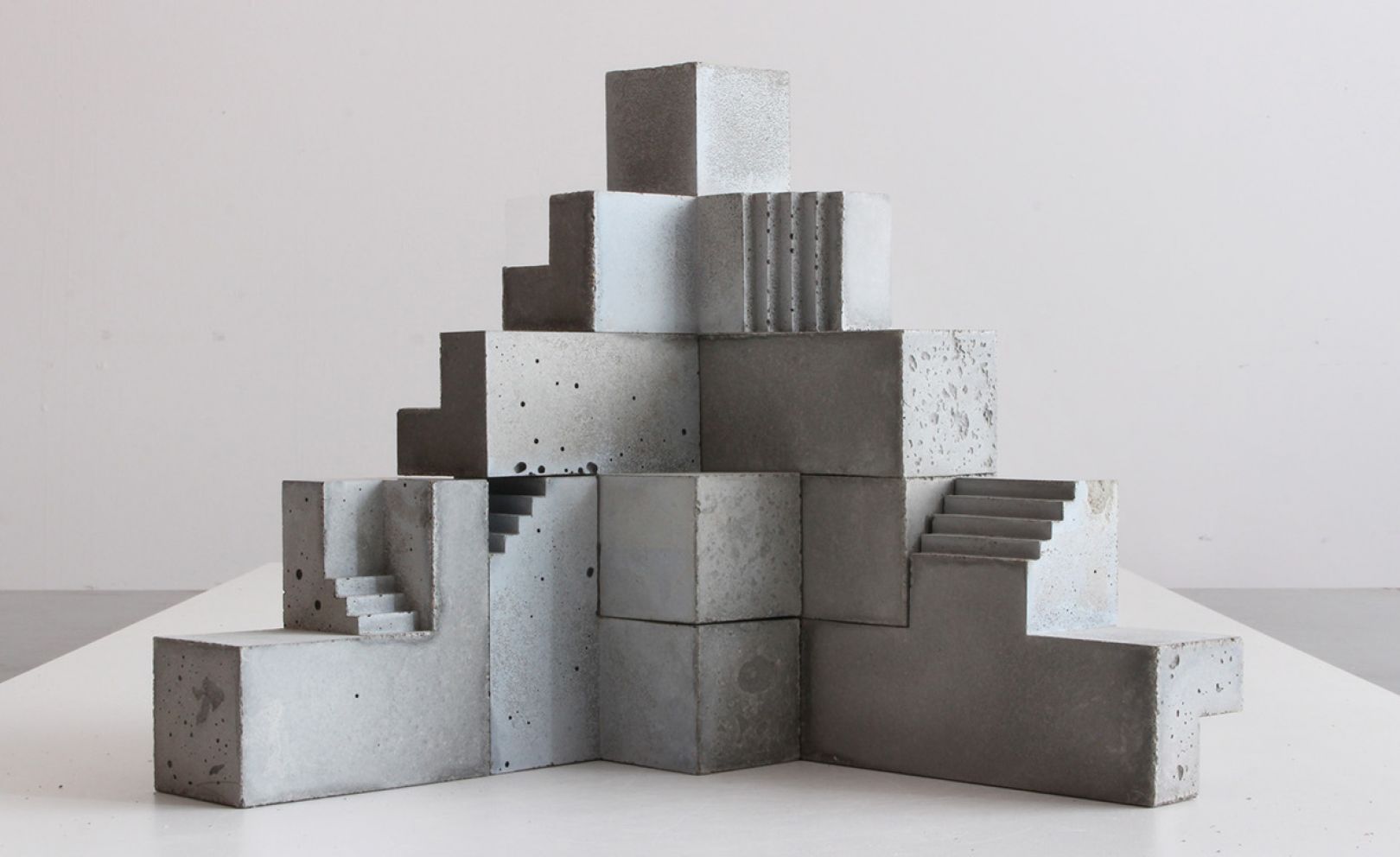 Concrete modular sculptures that create an optical illusion by David ...